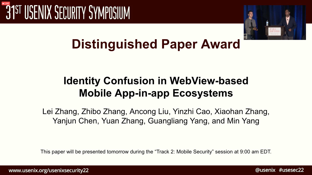 计算机科学技术学院系统与软件安全实验室发表的论文荣获顶会杰出论文奖